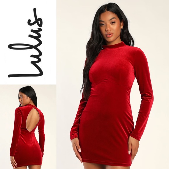 Lulus | Dresses | Nwt Lulus Sensationally Stunning Red Velvet Cutout ...